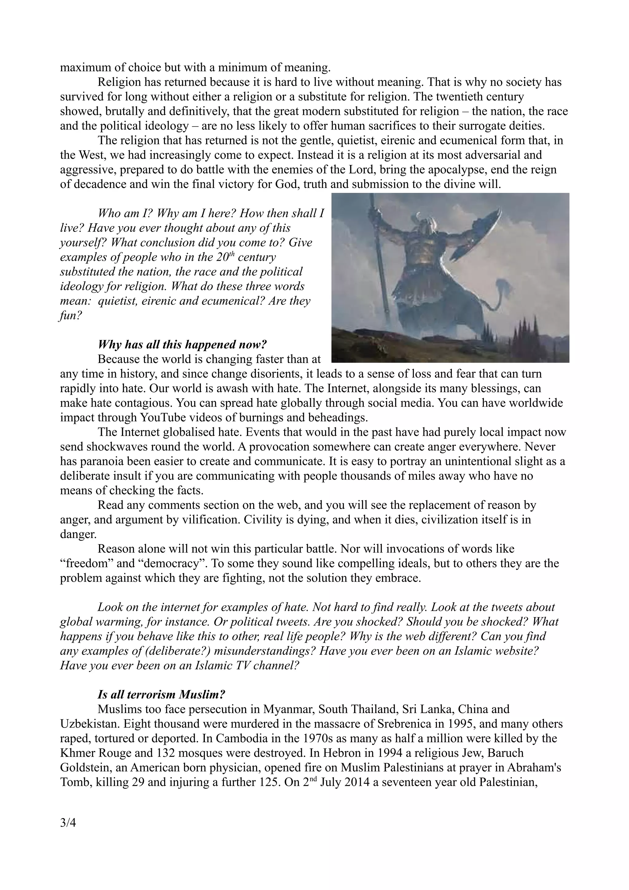 RADICALISATION Terrorism worksheet | PDF