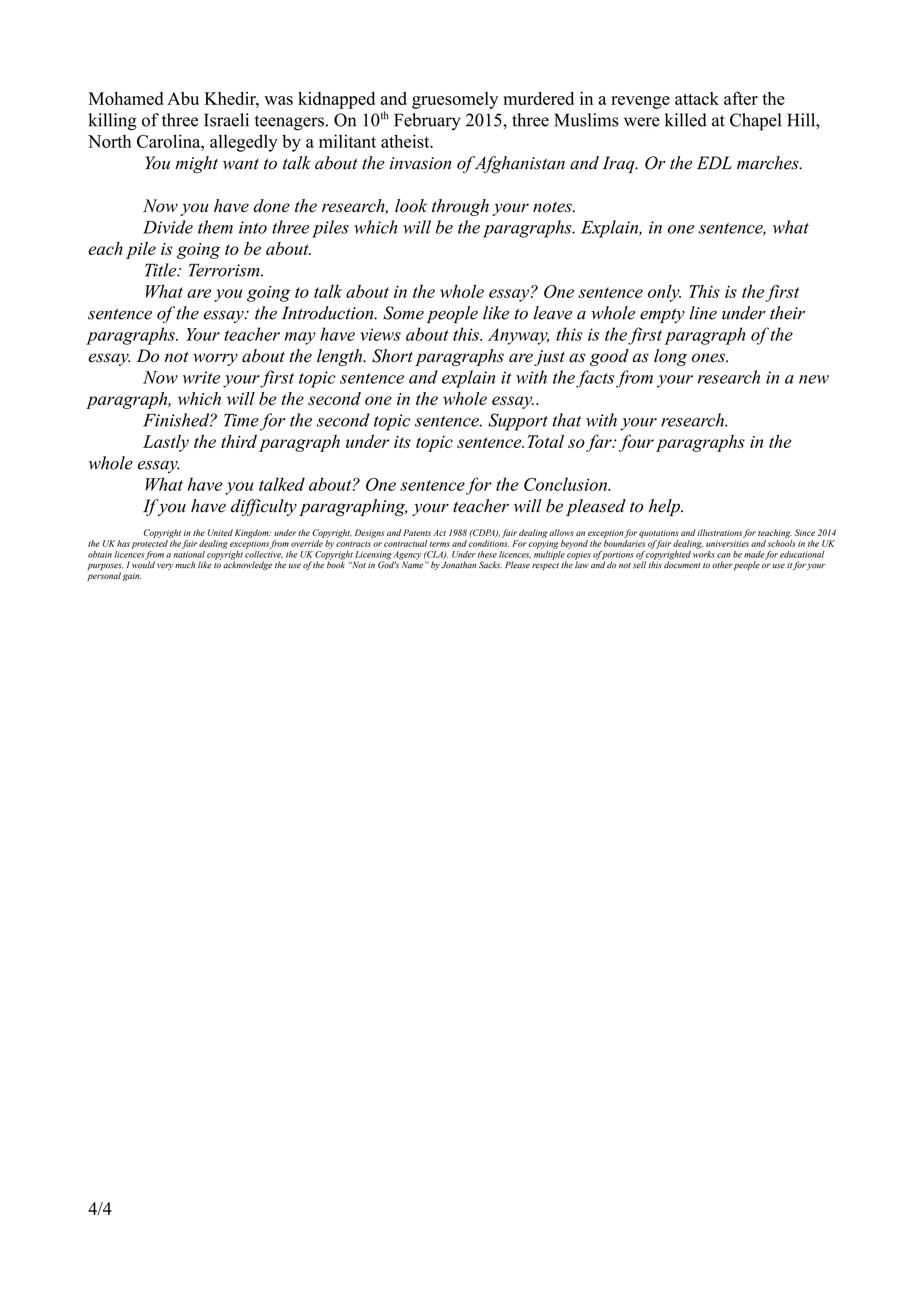 RADICALISATION Terrorism worksheet | PDF