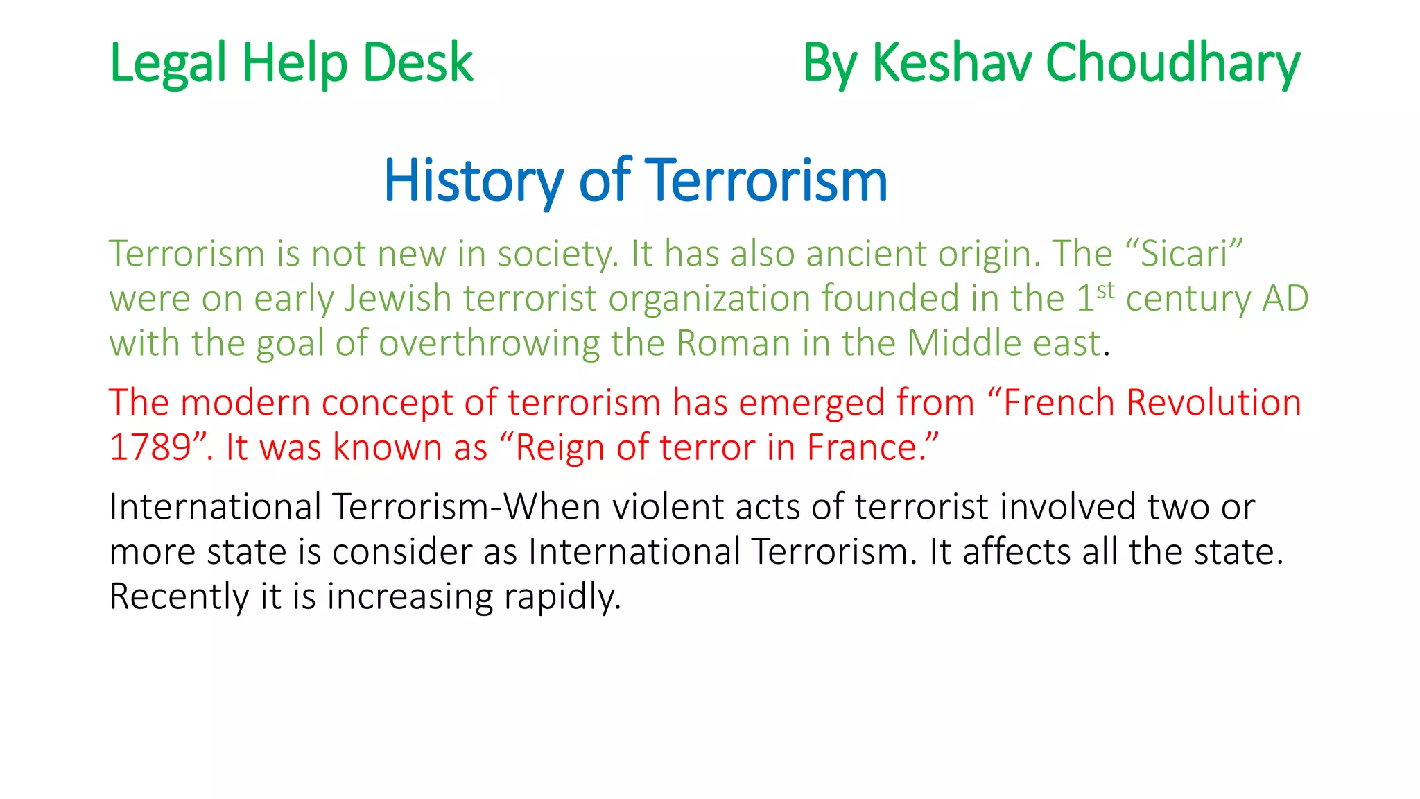 Terrorism- An International Problem | PPTX