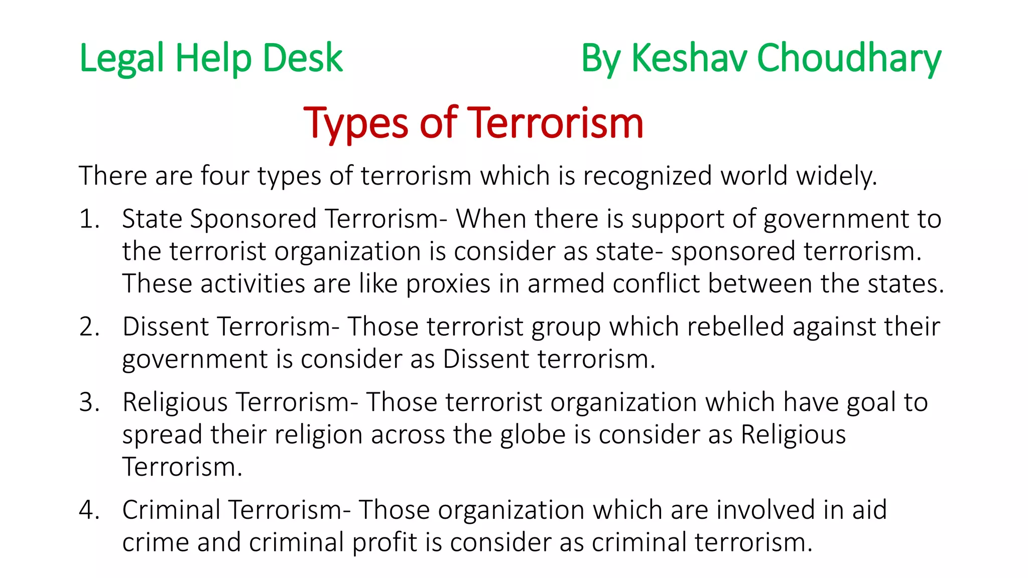 Terrorism- An International Problem | PPTX