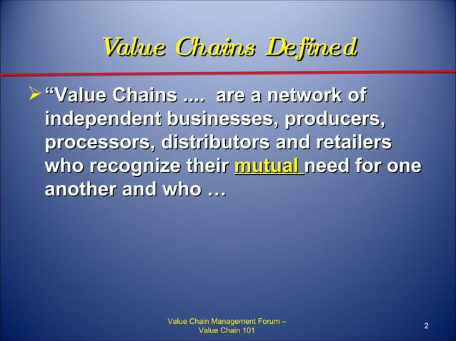 Terry ackerman value chain 101 | PPT