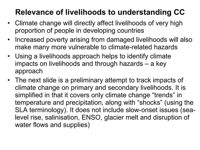 Livelihoods approaches and climate change | PPT