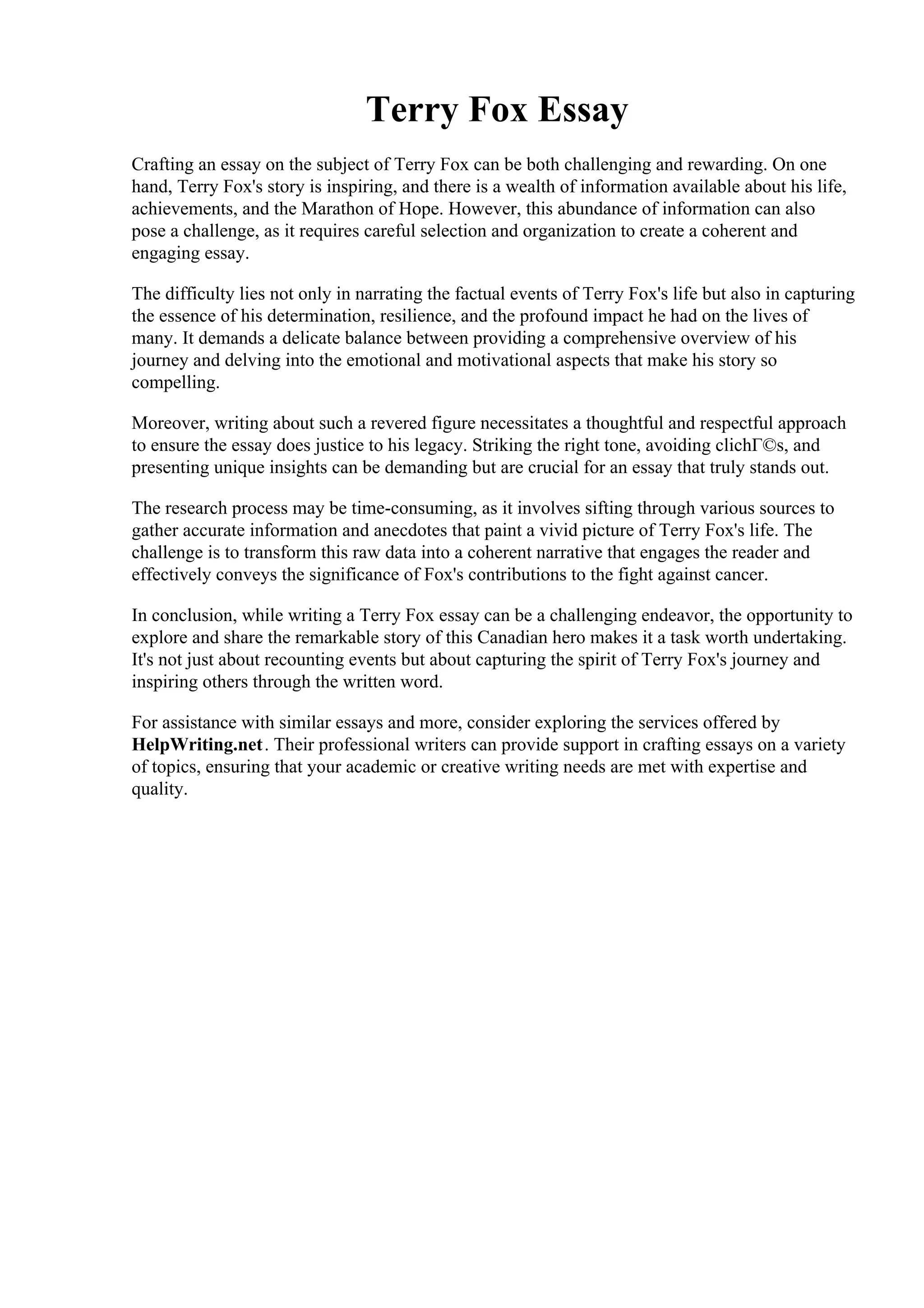 Terry Fox Essay | PDF