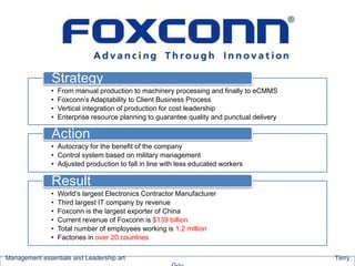 Management Essentials & Leadership Art project on leader of Foxconn ...