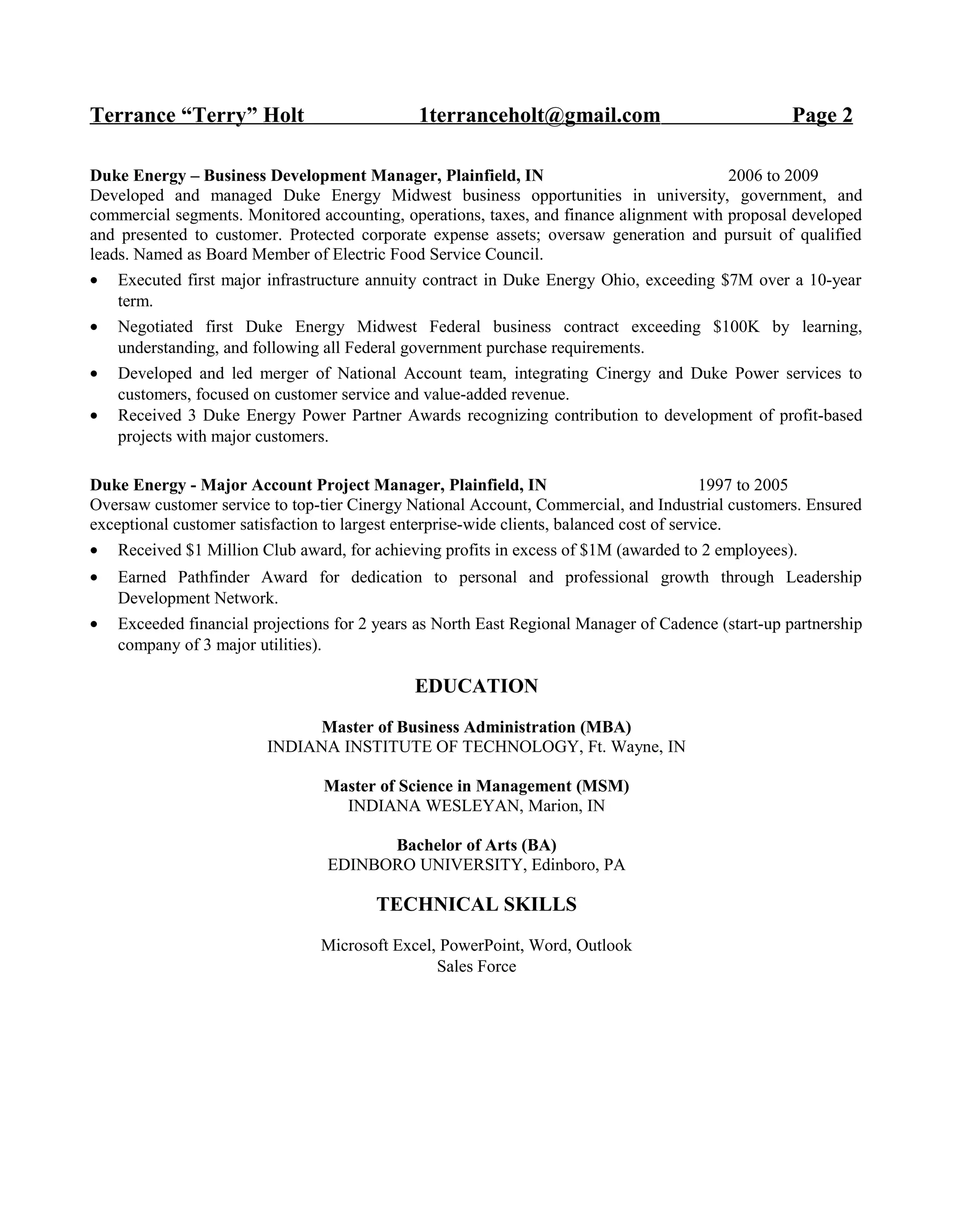 Terry holt resume 8 17 j1 | DOC