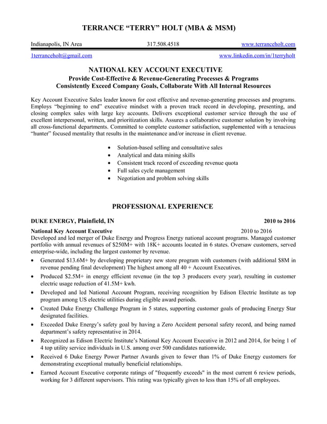 Terry holt resume 8 17 j1 | PDF