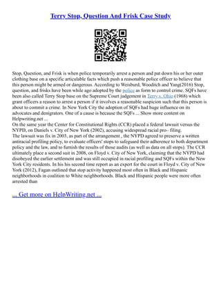 Terry Stop, Question And Frisk Case Study | PDF