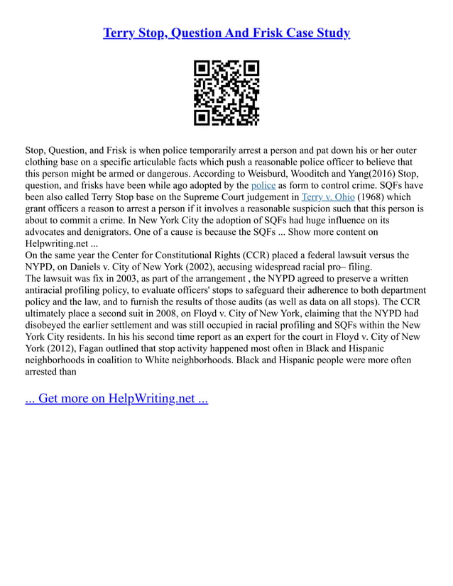 Terry Stop, Question And Frisk Case Study | PDF