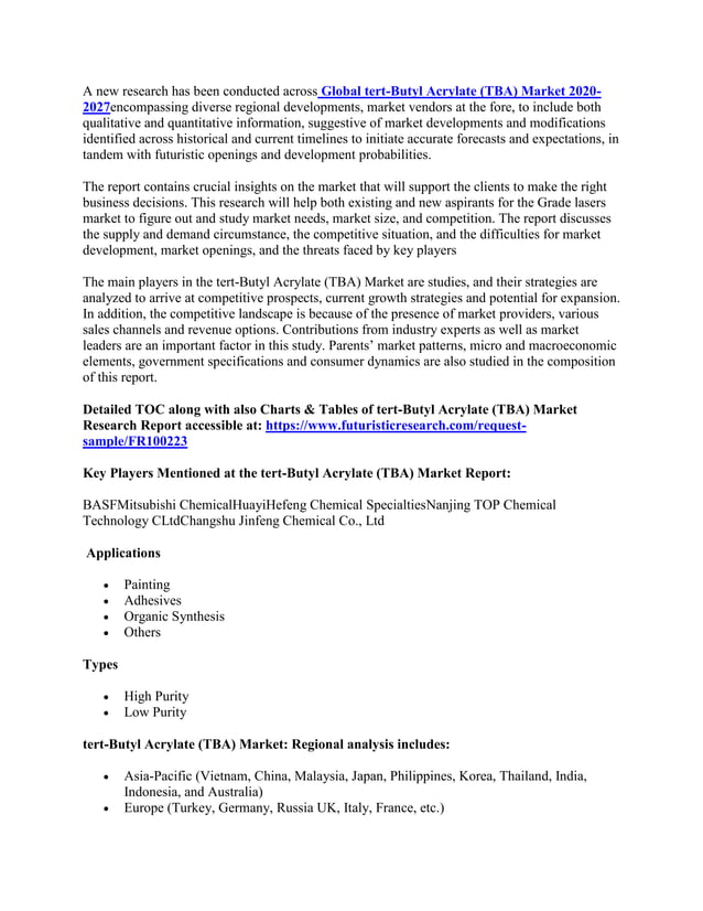 Tert butyl acrylate (tba) | PDF