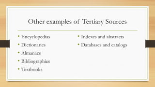 Tertiary-Sources in english grade 10 ste | PPTX