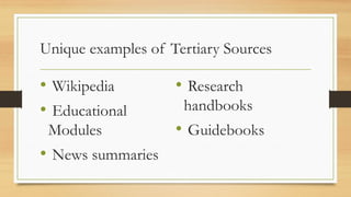 Tertiary-Sources in english grade 10 ste | PPTX