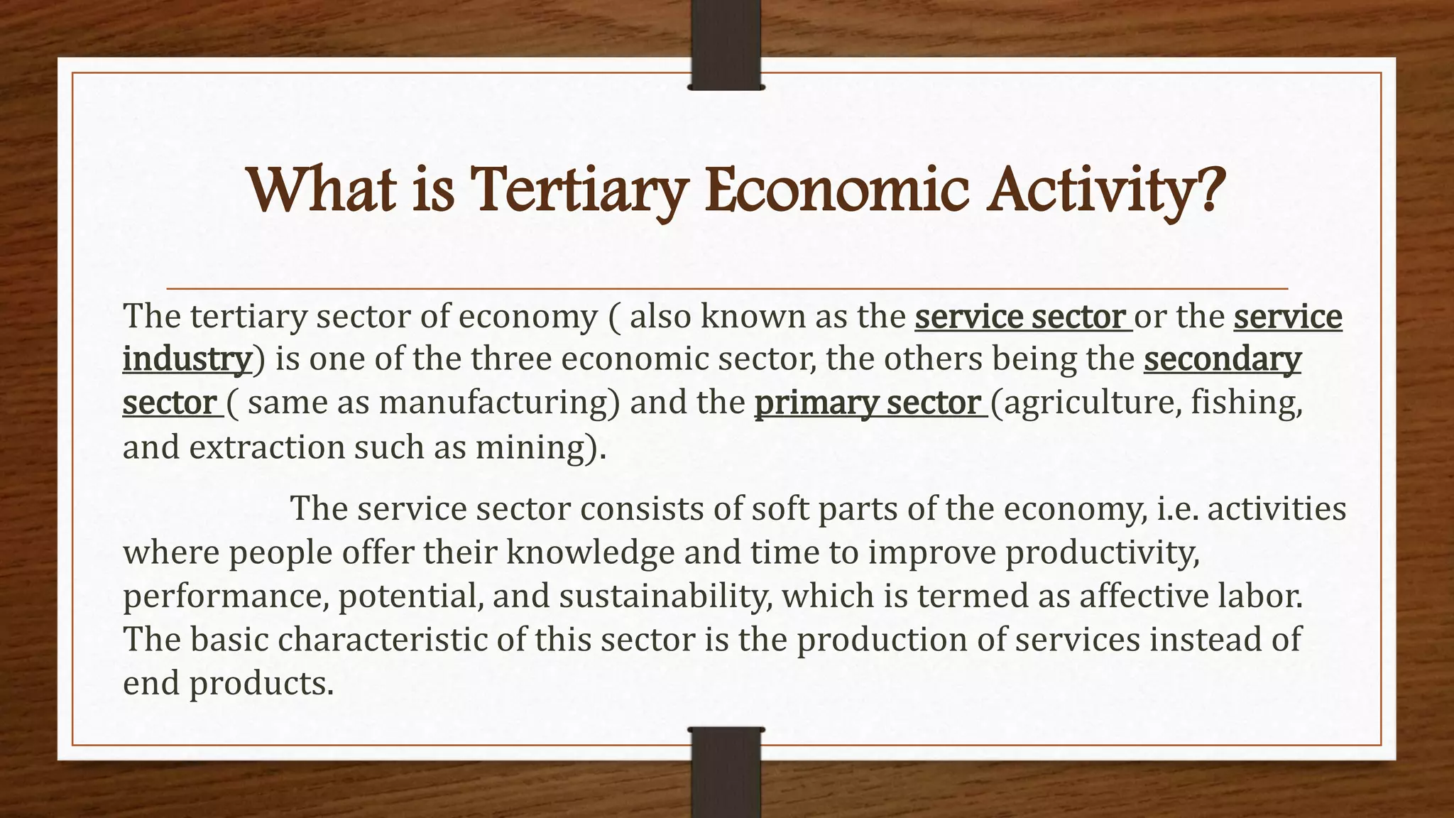 Tertiary economic activites | PPTX