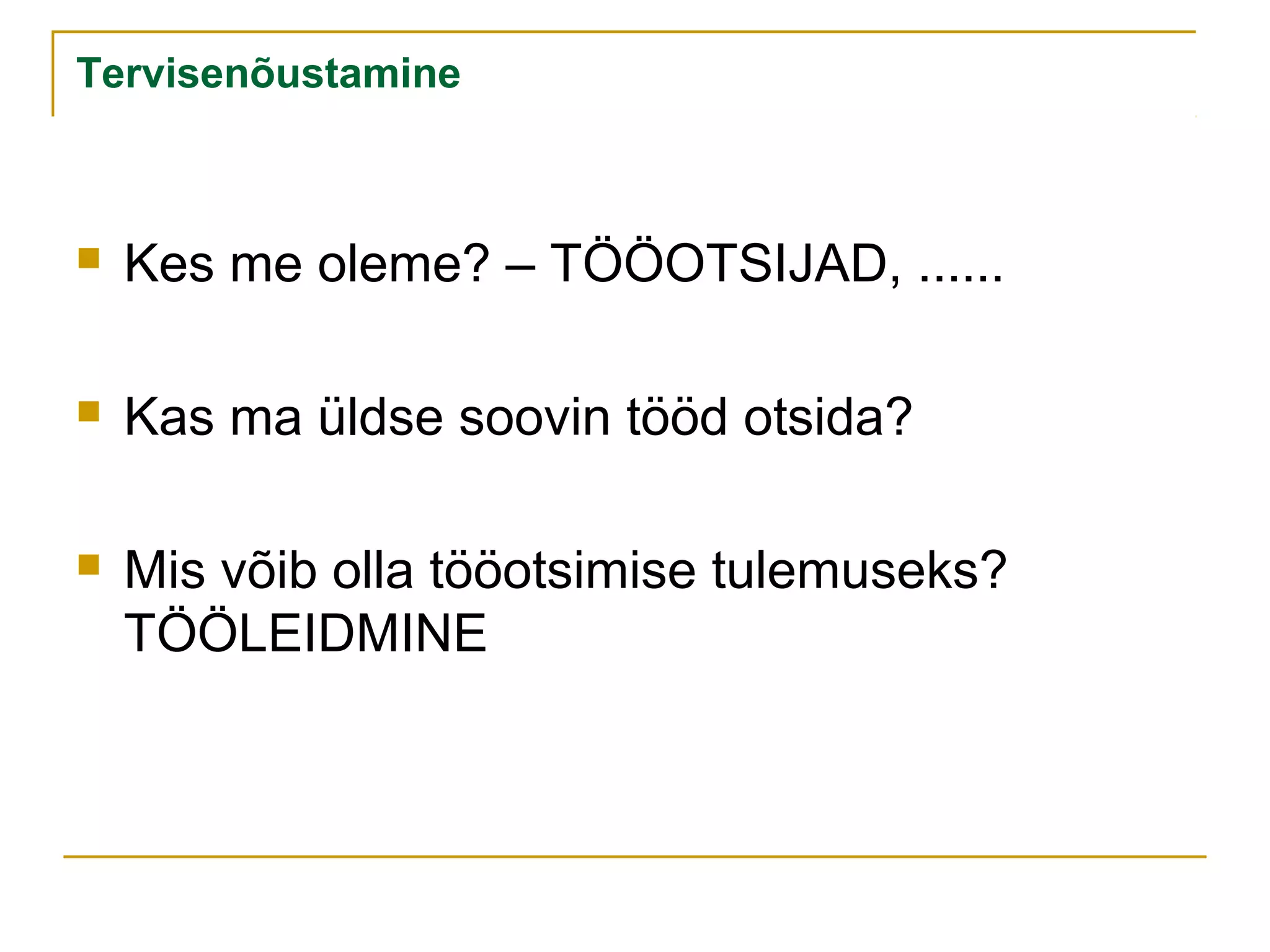 Tervisenõustamine alex trope | PPT