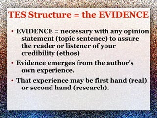 The TES Structure in Writing | PPT