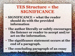 The TES Structure in Writing | PPT
