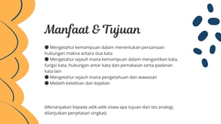 Tes Analogi (Definisi dan Contoh-Contoh Soal Analogi) | PDF
