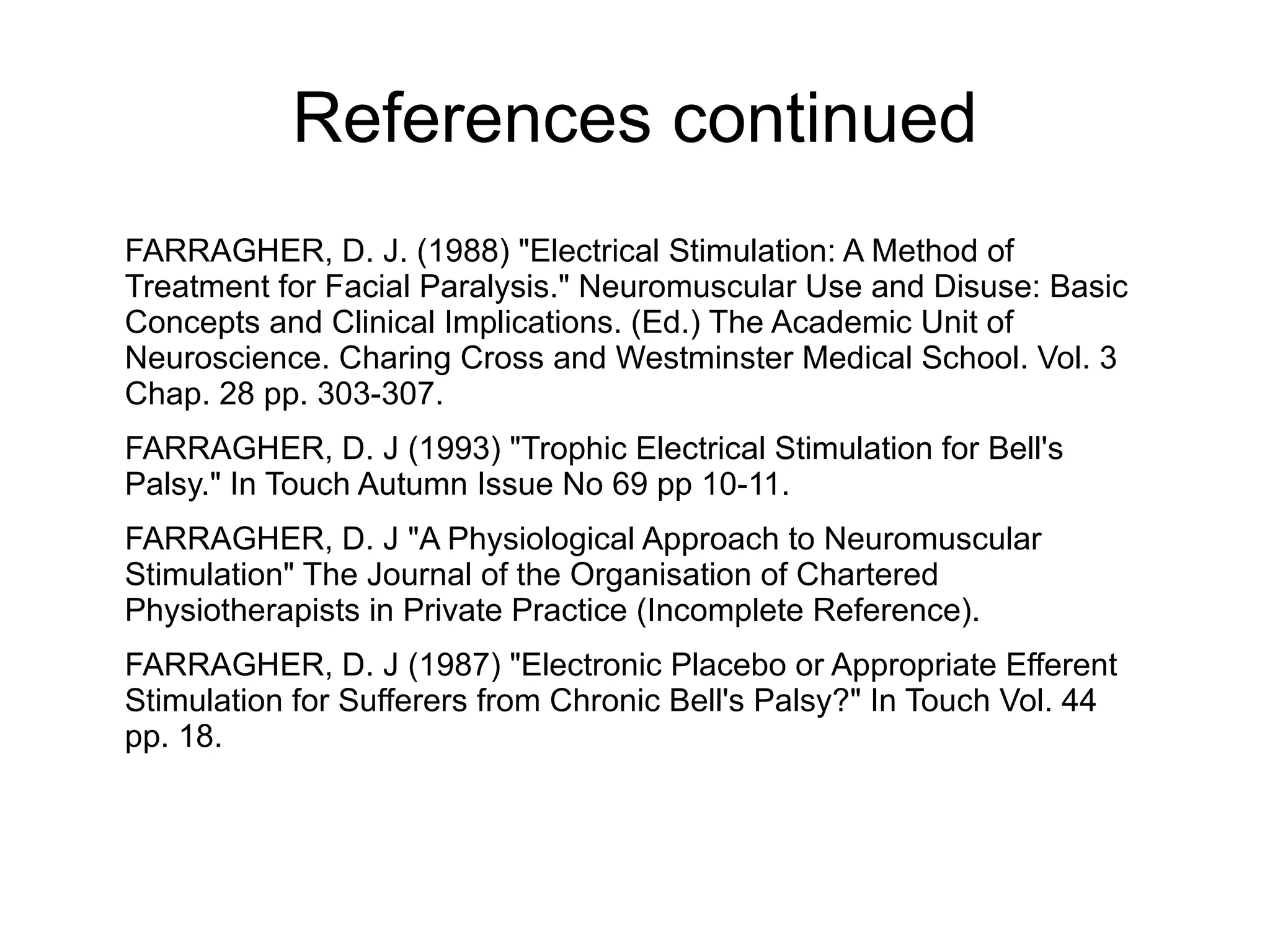 Bell's Palsy Electrical Stimulation Treatment | ODP