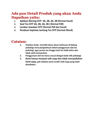 Alat Tes CFIT 2A dan 2B | PDF