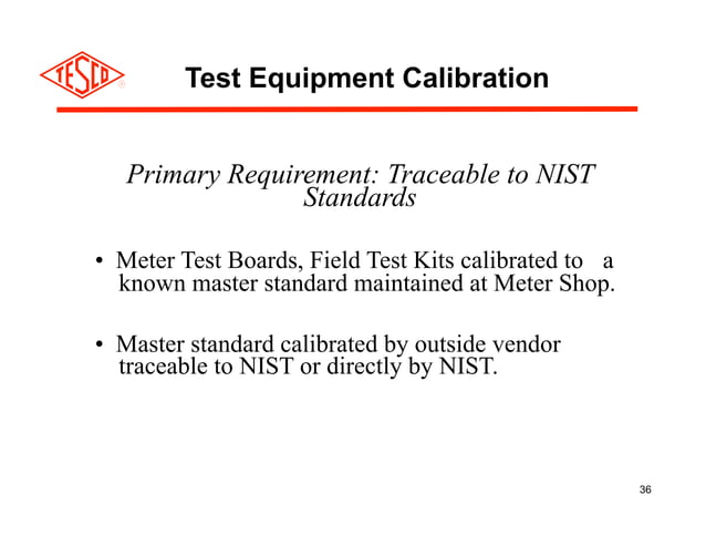 TESCO Meter Testing & Traceability | PPT