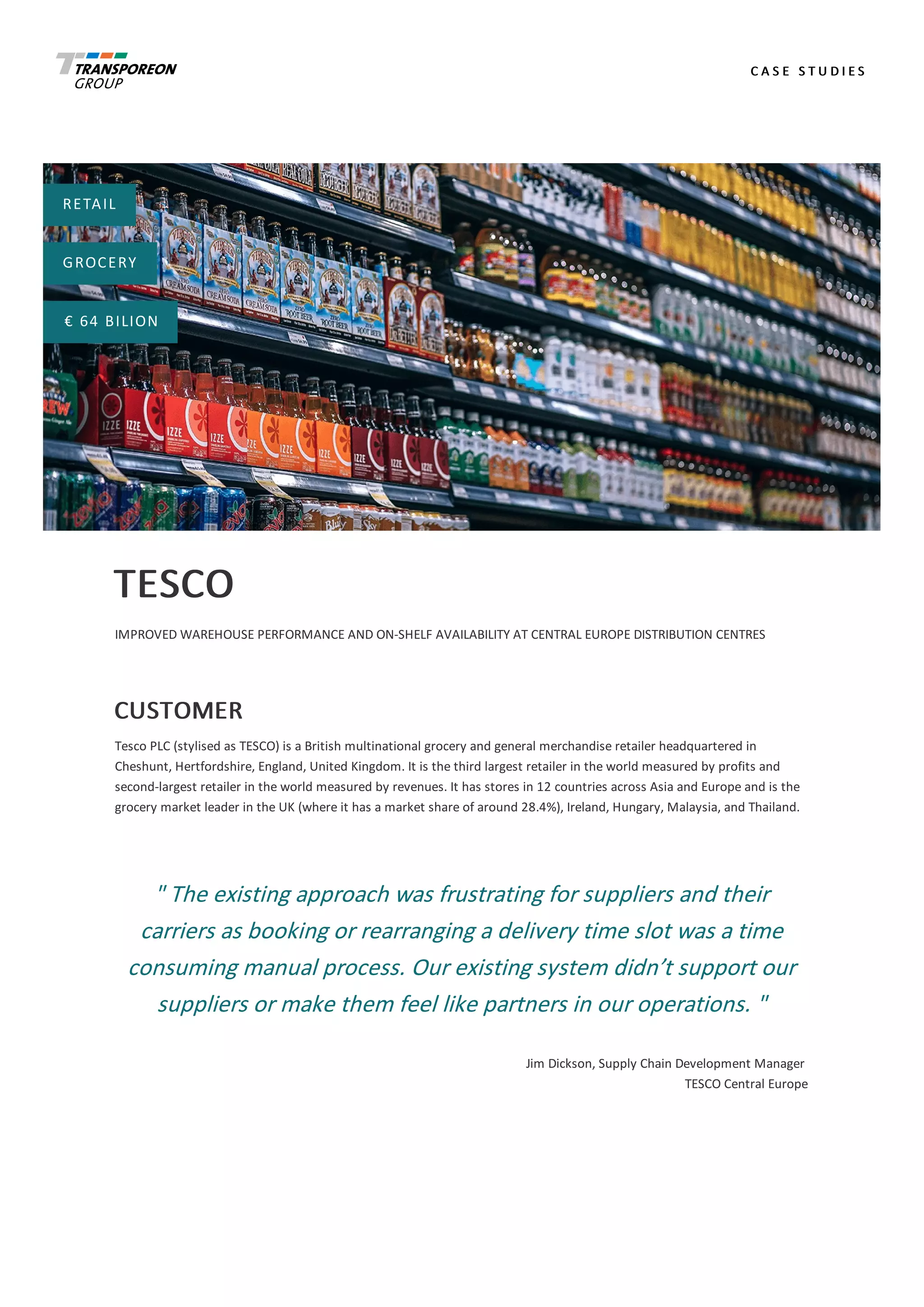 Tesco TRANSPOREON Group Case Study | PDF