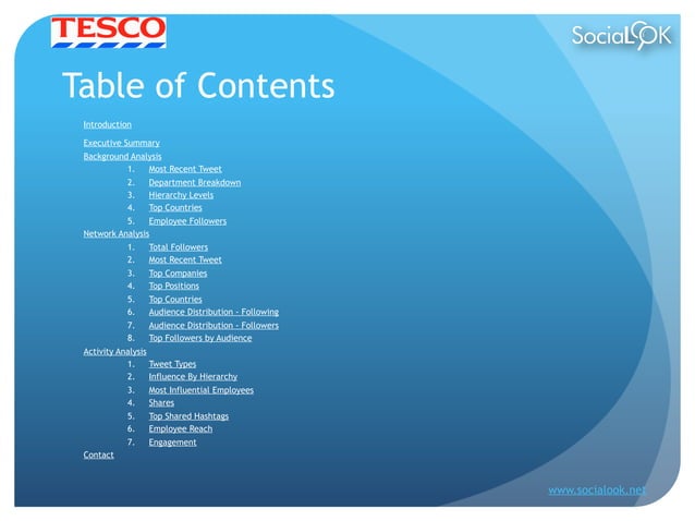 Tesco Twitter Communication Analysis - SociaLook | PPT