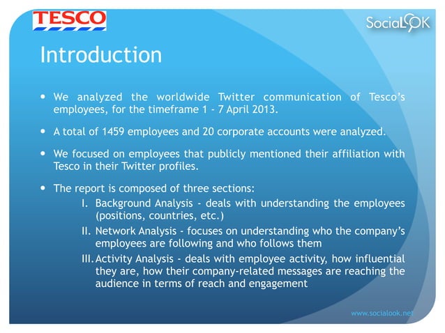 Tesco Twitter Communication Analysis - SociaLook | PPT