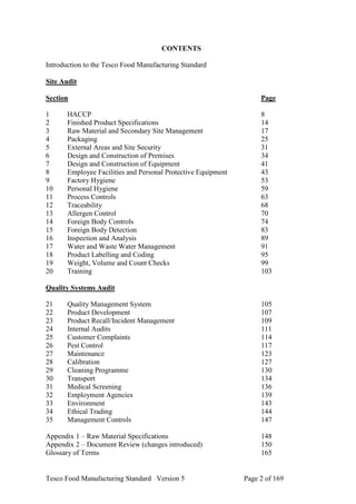 Tesco lotus Food Manufacturing Standard | PDF