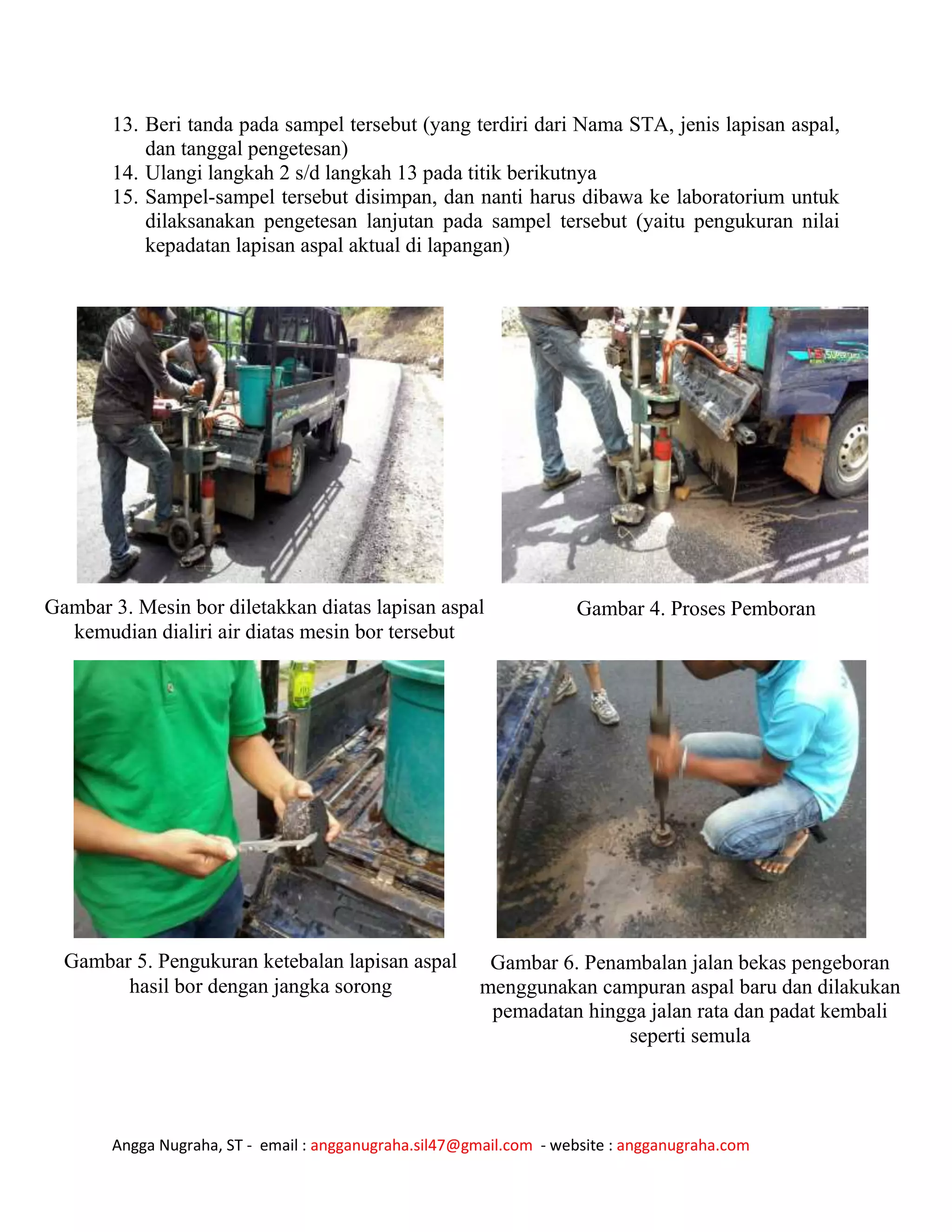 Tes core drill pada pekerjaan jalan aspal | PDF