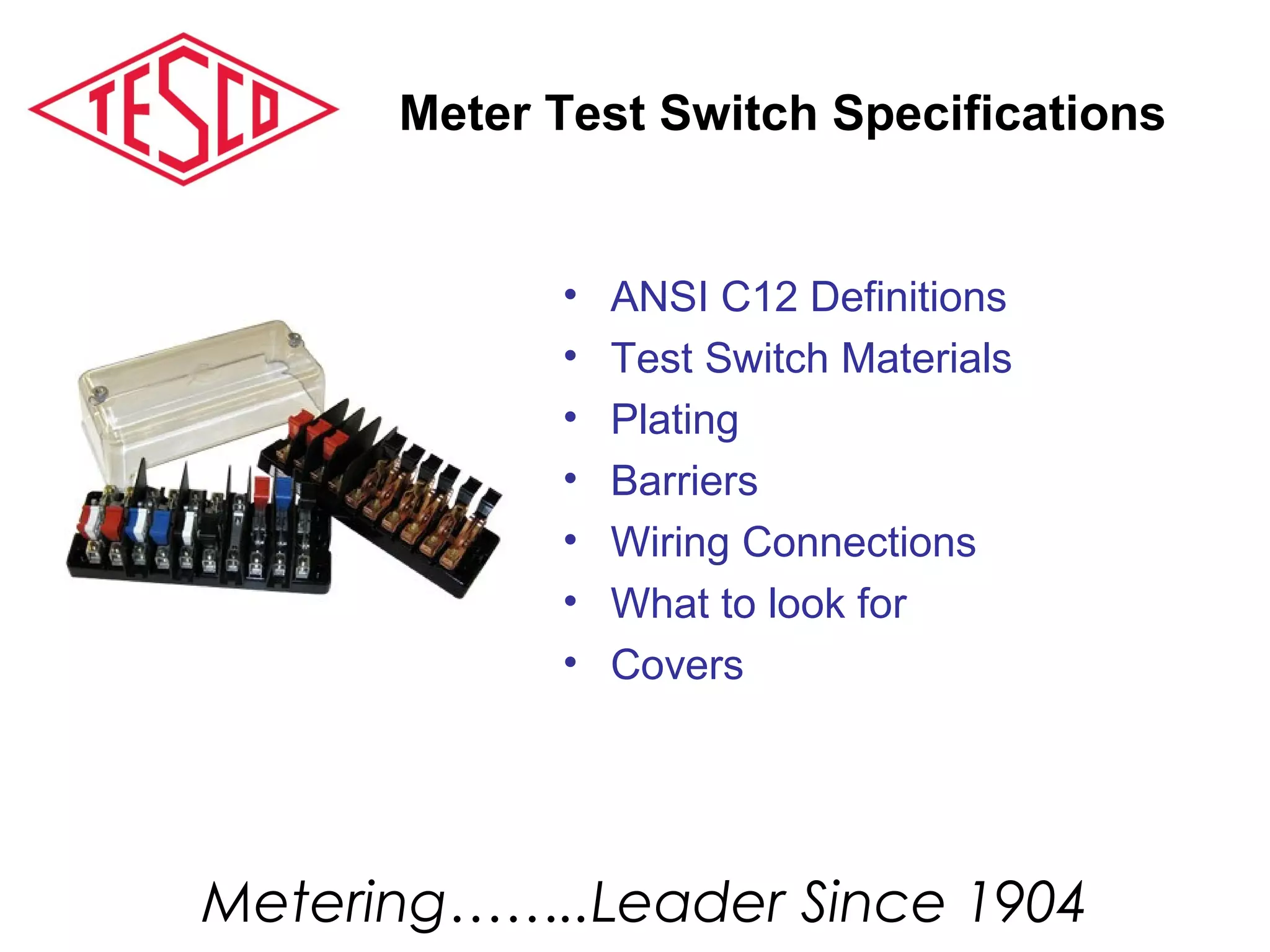Test Switch Operation, Specifications & Accesories | PPT