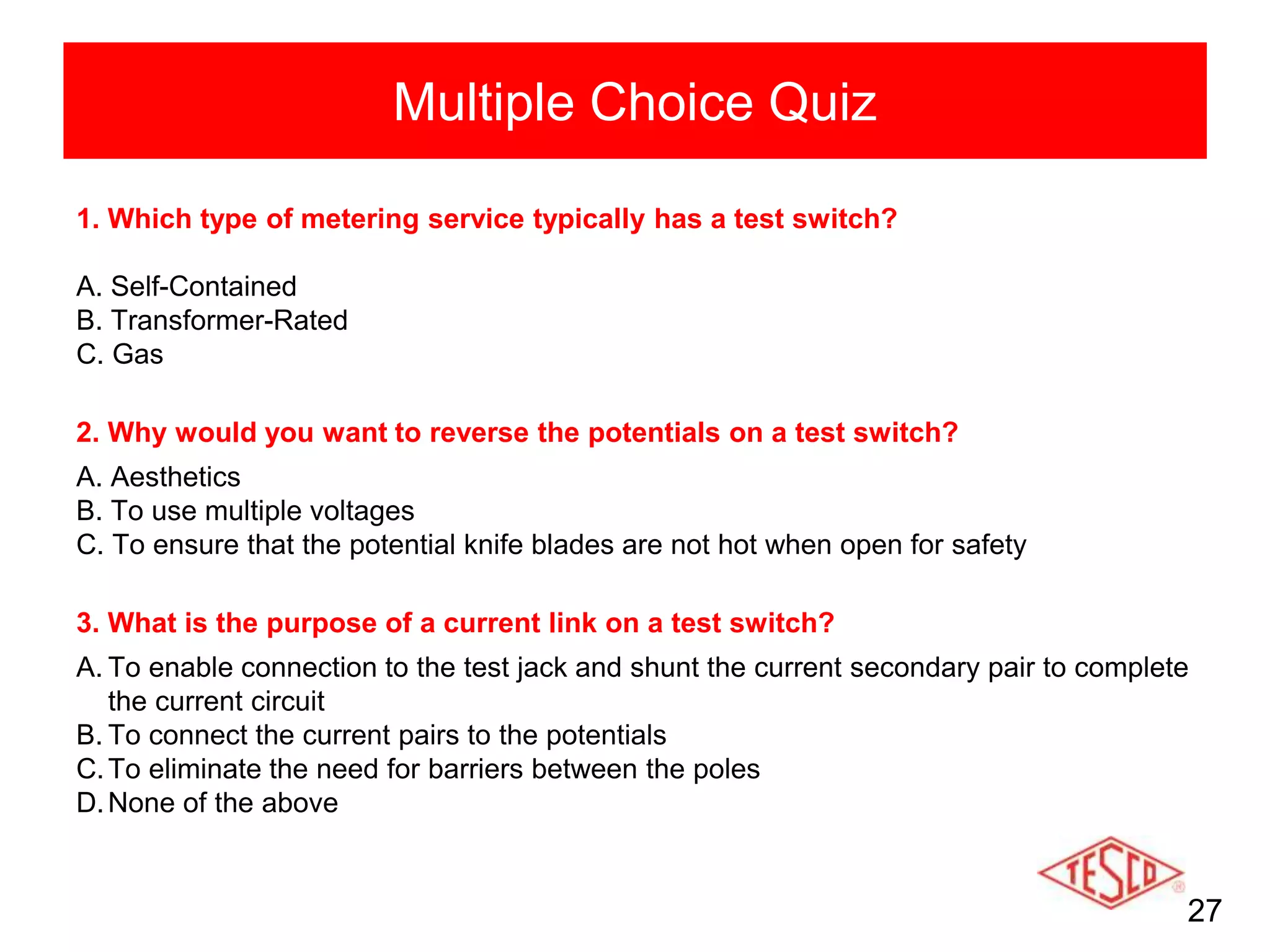TESCO Tuesday: Test Switch Operation & Accessories | PPT