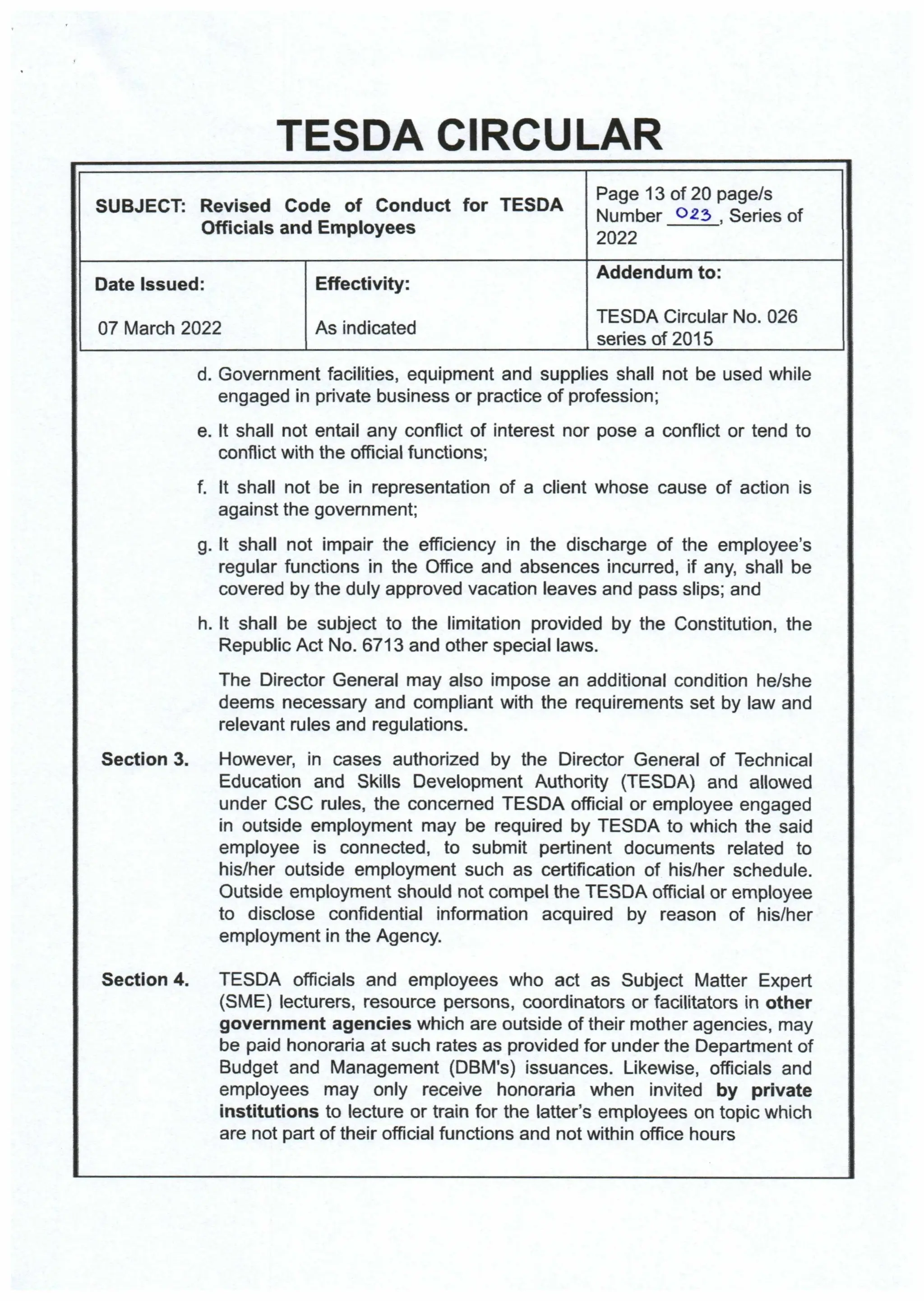 TESDA Circular No. 023-2022.pdf tesda123 | PDF