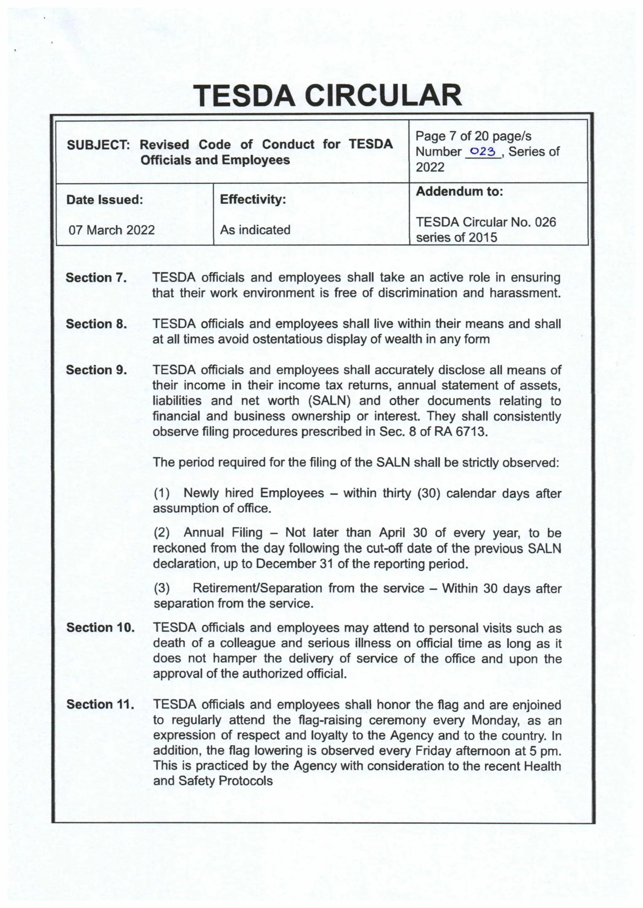 TESDA Circular No. 023-2022.pdf tesda123 | PDF