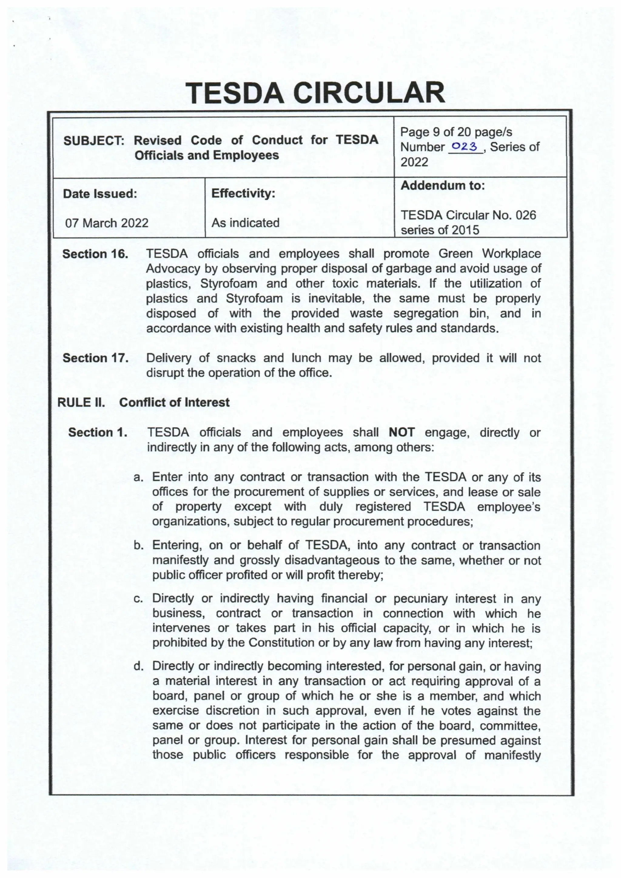 TESDA Circular No. 023-2022.pdf tesda123 | PDF