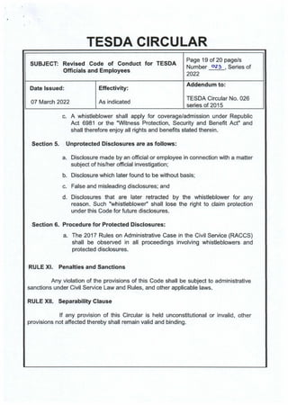 TESDA Circular No. 023-2022.pdf tesda123 | PDF