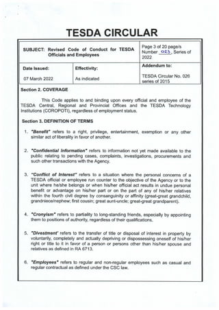 TESDA Circular No. 023-2022.pdf tesda123 | PDF