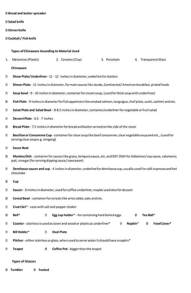 Food and Beverage Services NC II Reviewer | DOCX | Alcoholic Beverages | Food & Drink