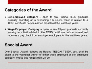 Tesda idol presentation | PPTX | Careers