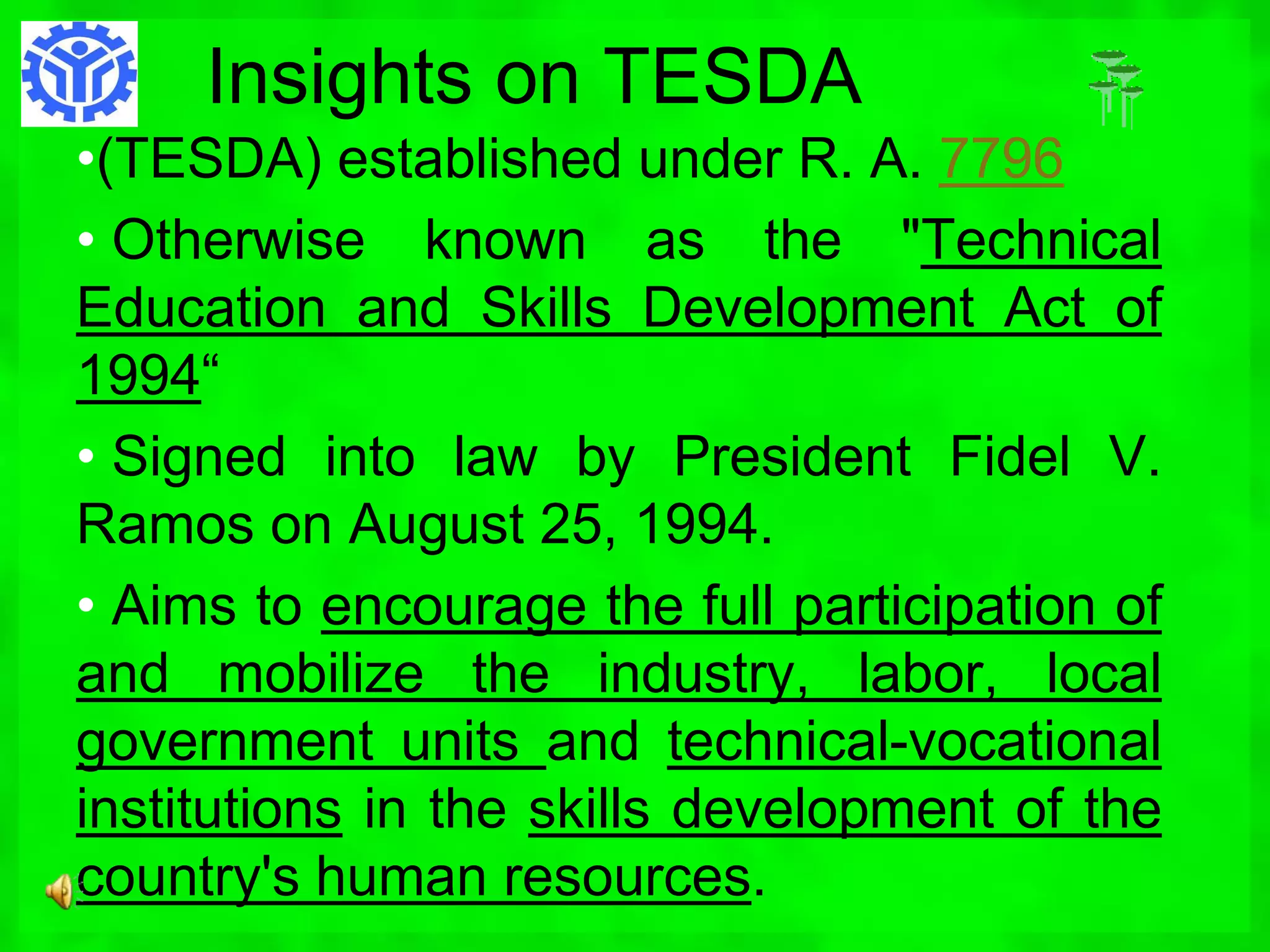 TESDA: TESDA: TVET Training Continuum (Technical Education & Skills ...