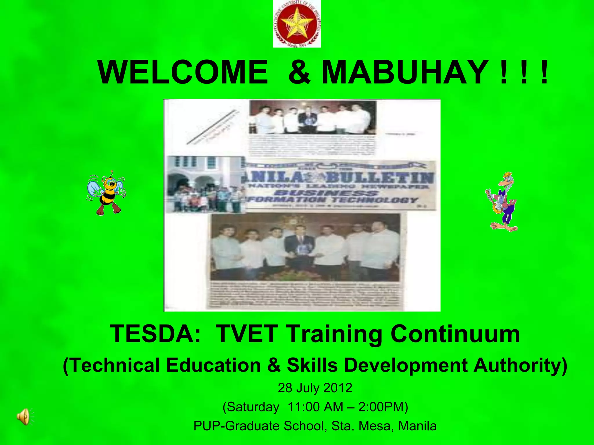 TESDA: TESDA: TVET Training Continuum (Technical Education & Skills ...
