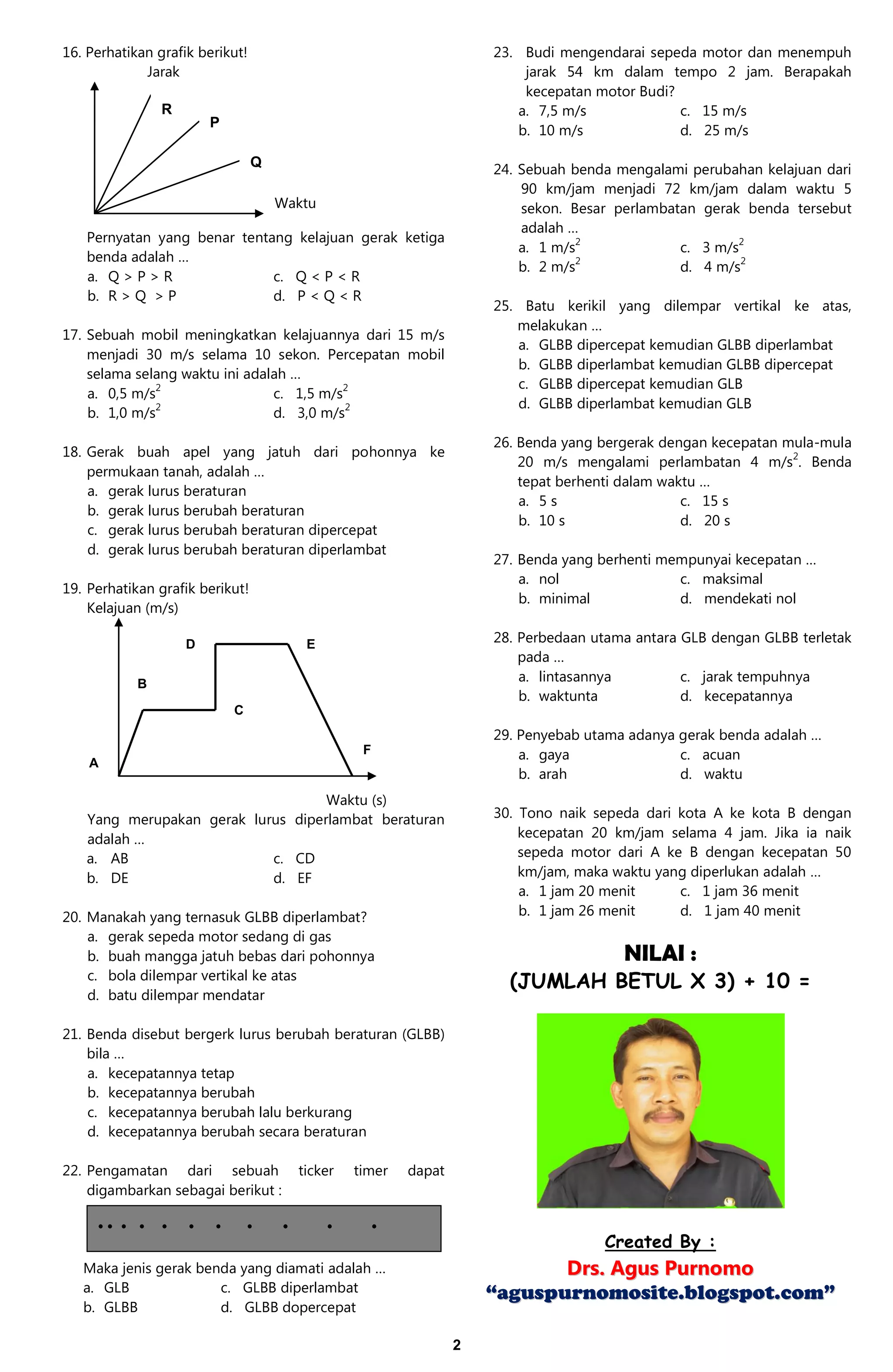 Tes Formatif Gerak Lurus | PDF