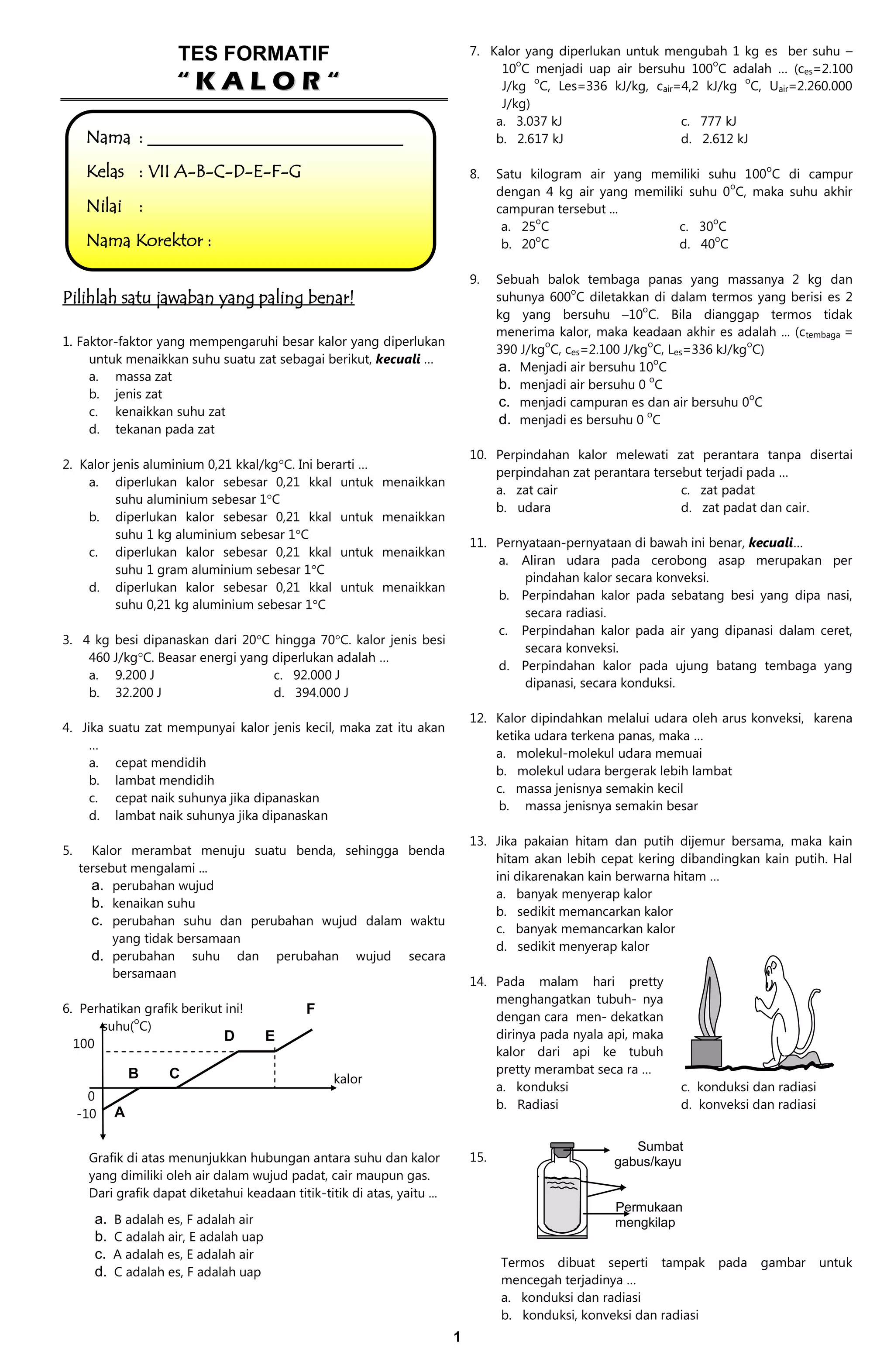Tes Formatif Kalor | PDF
