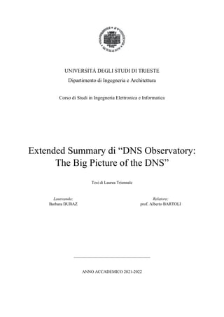 Extended Summary of "DNS Observatory: The Big Picture of the DNS" | PDF