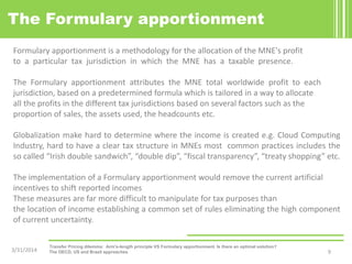 Transfer Pricing Dilemma Arm's Length VS Formulary apportionment. Is ...