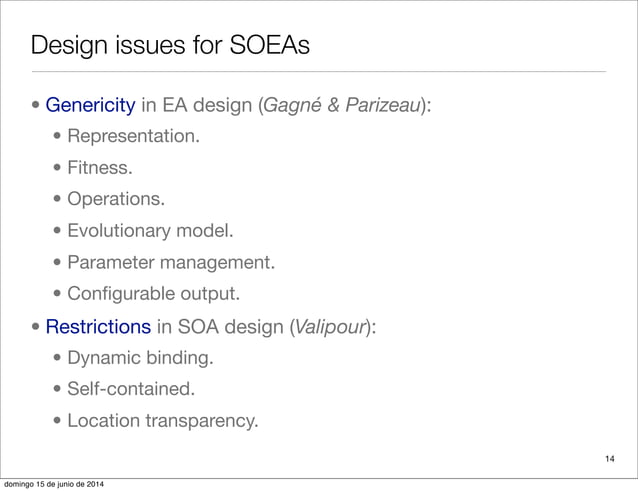 Service Oriented Architecture for Adaptive Evolutionary Algorithms | PPT