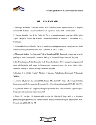 Factores predictivos de colecistectomía difícil | PDF