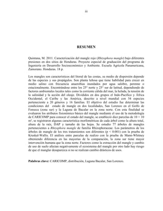 Situación actual del mangle en Honduras. | PDF