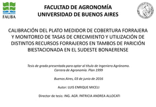 Rising Plate Meter - Tesis presentacion | PDF