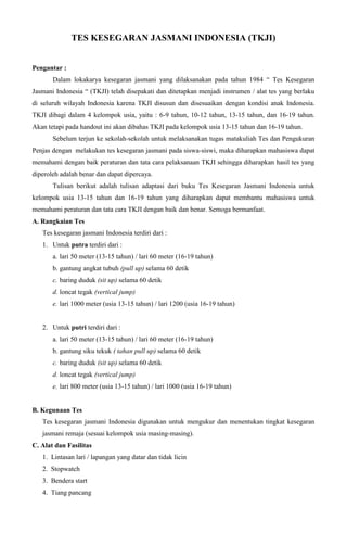 Tes kesegaran jasmani indonesia | DOCX