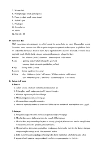 Tes kesegaran jasmani indonesia | DOCX