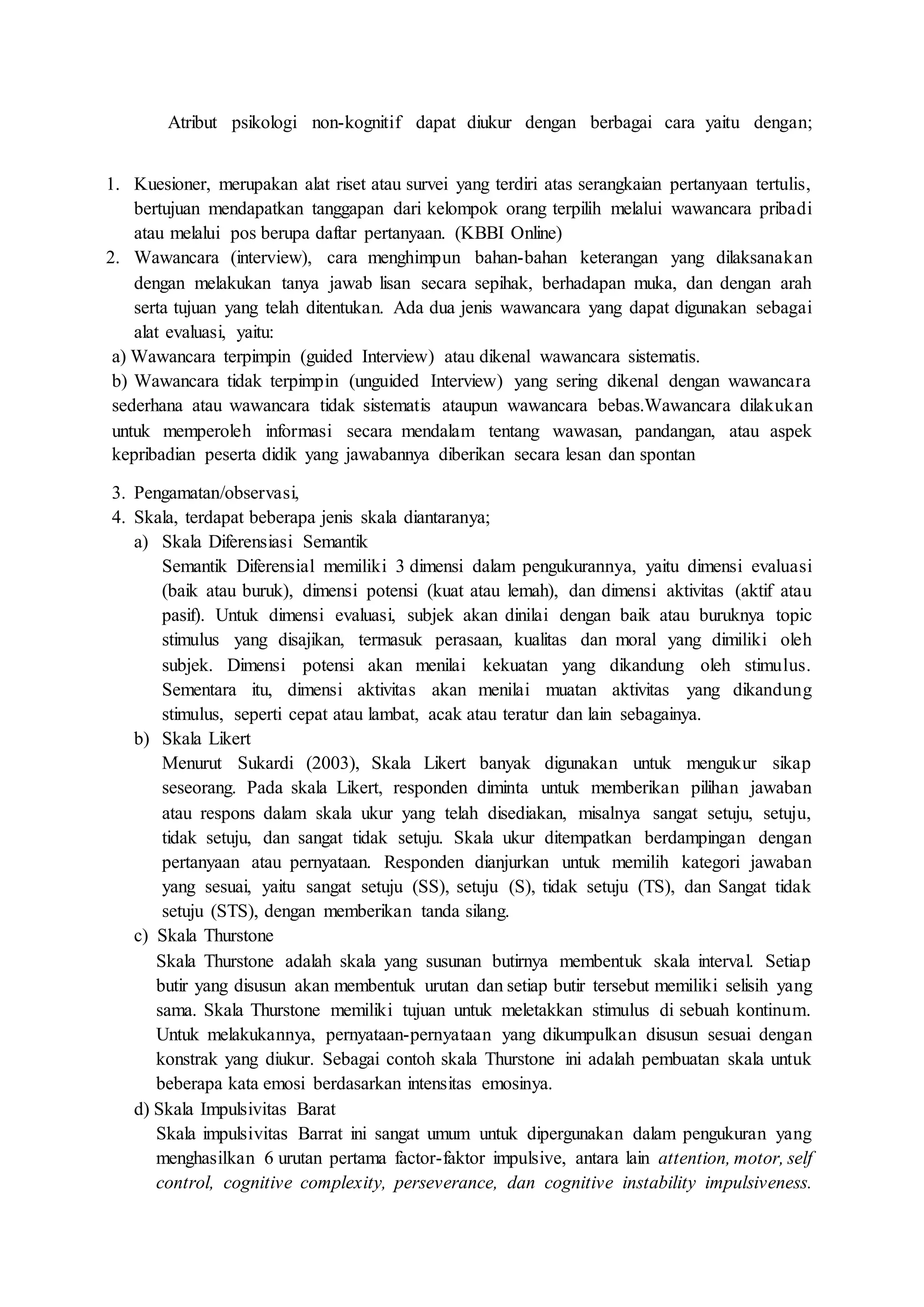 Tes kognitif & nonkognitif | DOCX